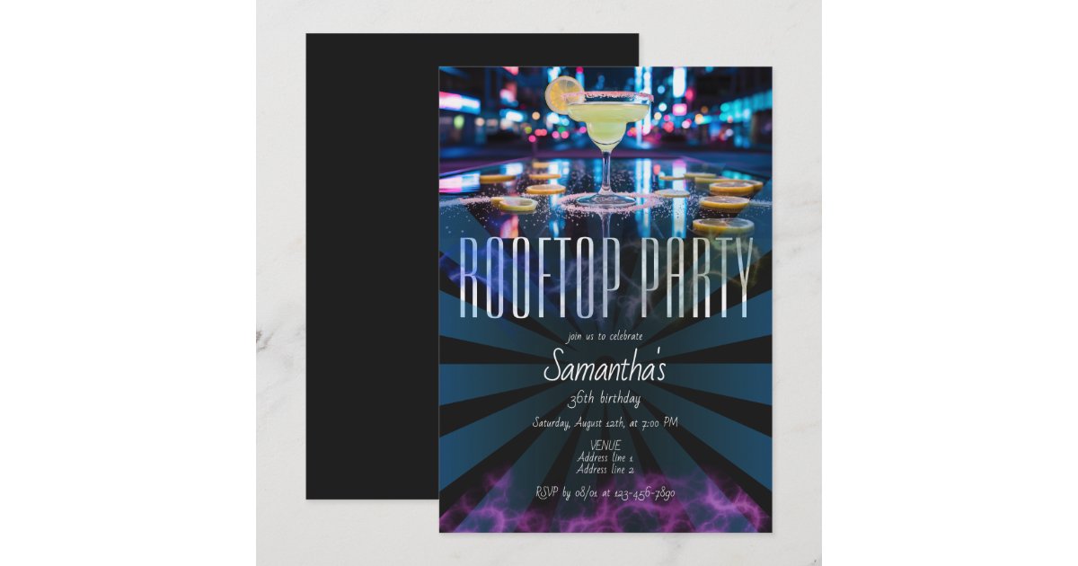 Rooftop Lounge Sky Bar Nightlife Outing Birthday Invitation | Zazzle