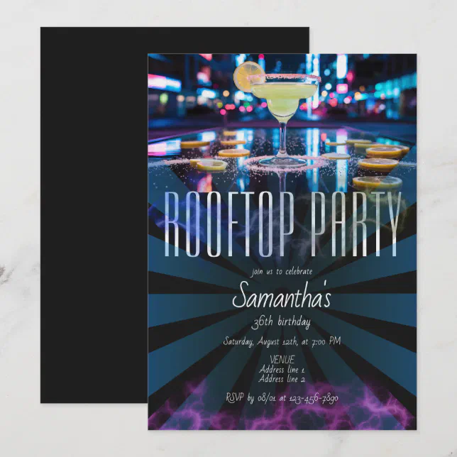 Rooftop Lounge Sky Bar Nightlife Outing Birthday Invitation | Zazzle