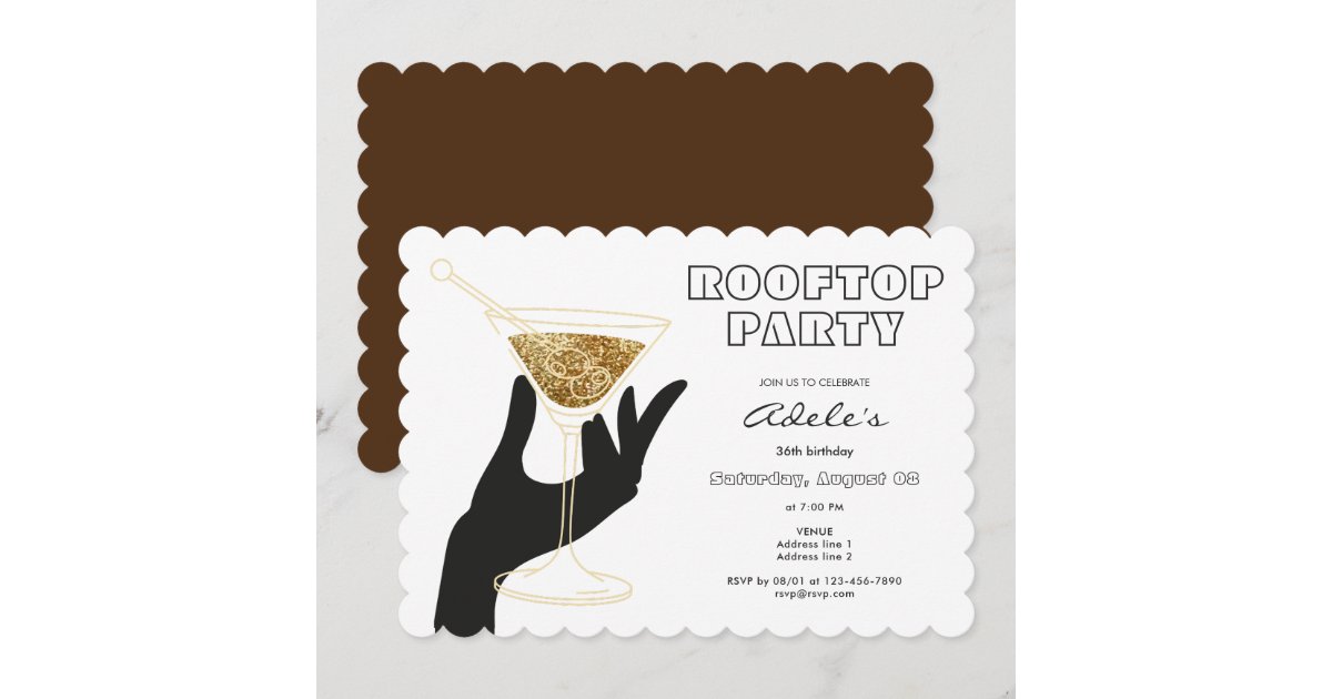 Rooftop Sky Bar Lounge Nightlife Outing Birthday Invitation | Zazzle