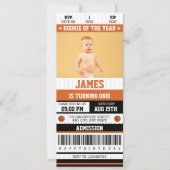 Rookie of the Year 1st Birthday Basketball Ticket Invitation | Zazzle