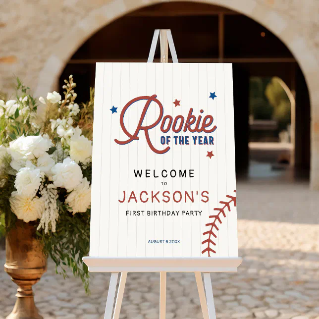 Rookie of the Year 1st Birthday Party Welcome Sign | Zazzle