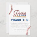 Rookie of the Year Baseball 1st Birthday Party Inv Thank You Card | Zazzle