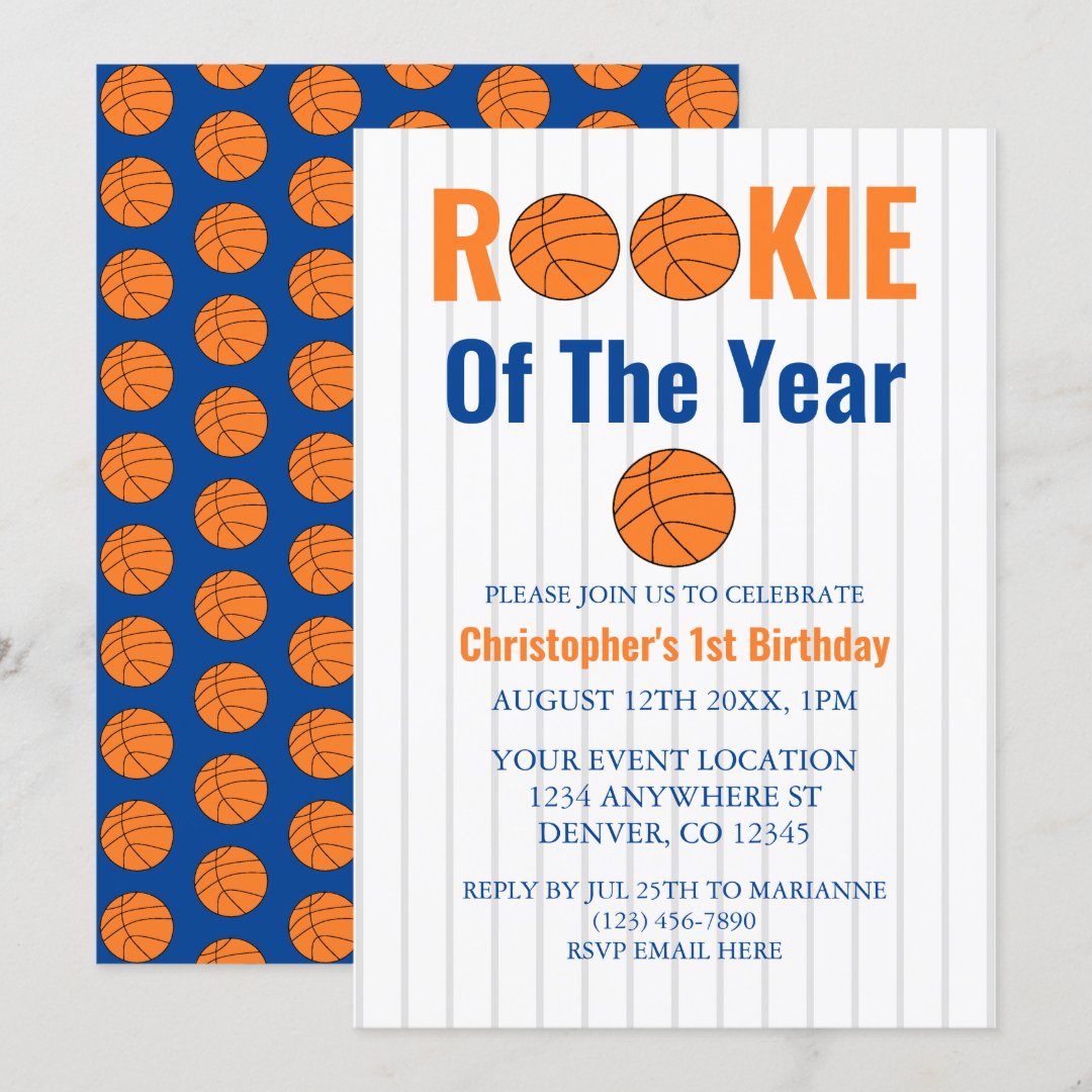 Rookie Of The Year Basketball 1st Birthday Invitation | Zazzle