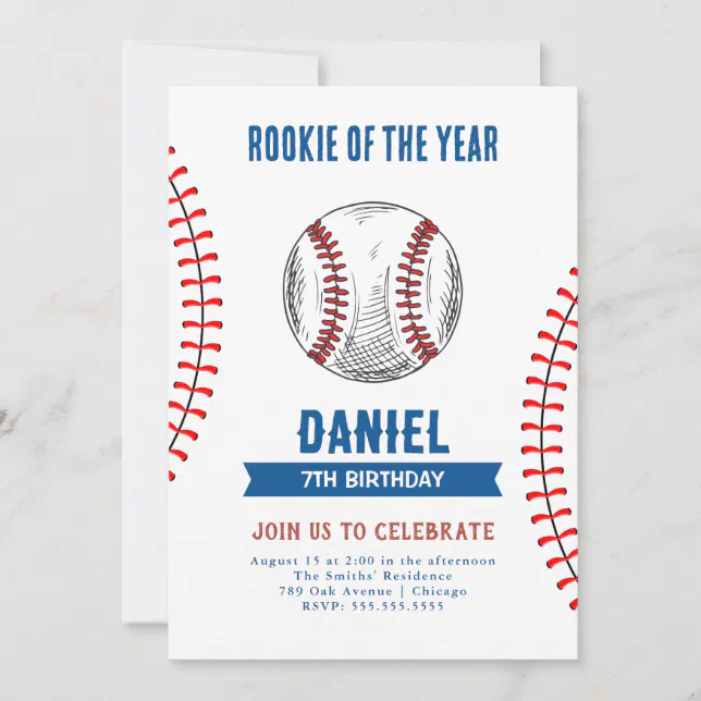 Rookie of the Year Birthday Baseball Party Invitation | Zazzle