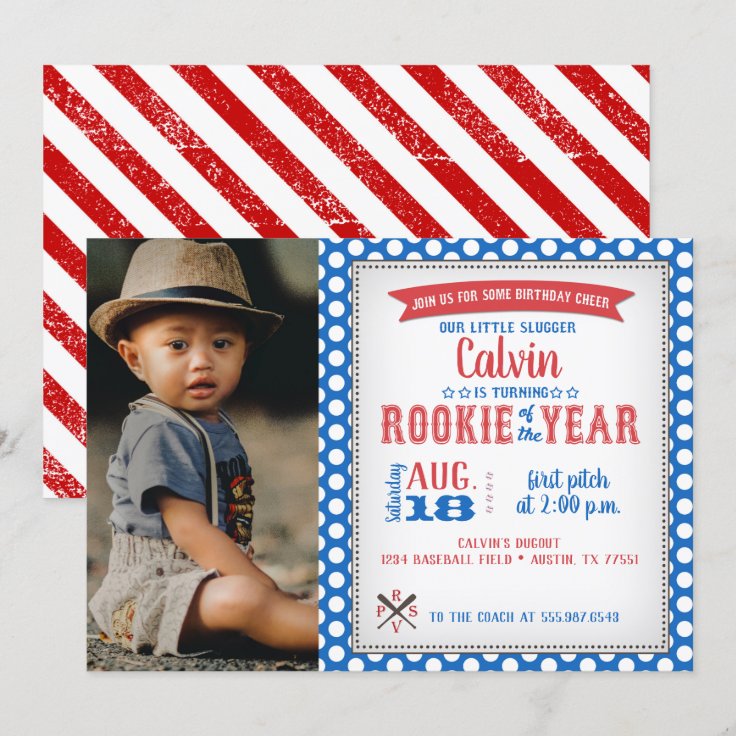 Rookie of the Year First Birthday Invitation | Zazzle