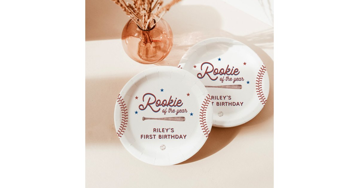 Rookie of the Year First Birthday Party Paper Plates | Zazzle