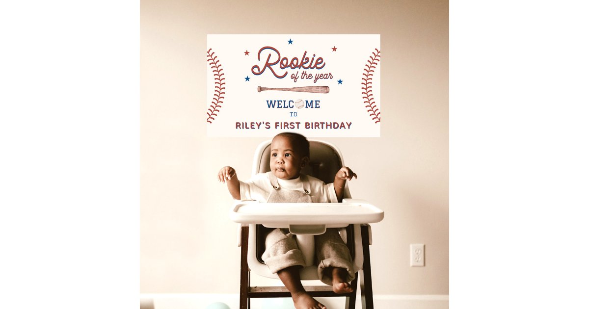 Rookie of the Year First Birthday Welcome Banner | Zazzle