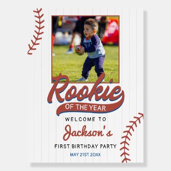 Rookie of the Year Photo Birthday Welcome Sign | Zazzle