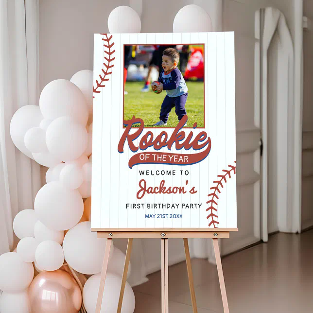 Rookie of the Year Photo Birthday Welcome Sign | Zazzle