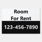Room For Rent Black and White Phone Number Sign | Zazzle