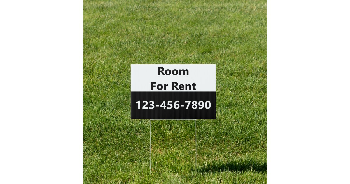 Room For Rent Black and White Phone Number Sign | Zazzle