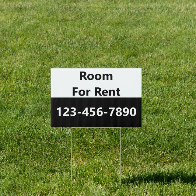 Room For Rent Black and White Phone Number Sign | Zazzle