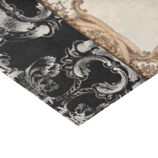 Rooster Black Vintage French Damask Decoupage Tiss Tissue Paper | Zazzle