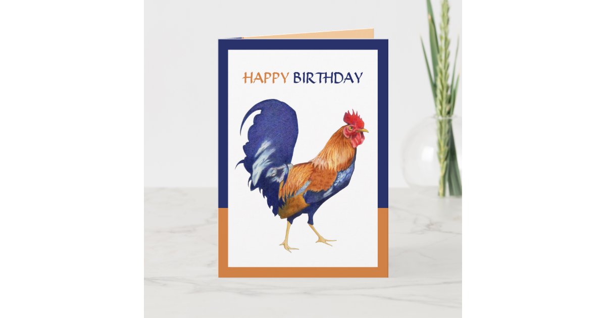 Rooster Border Birthday Card | Zazzle