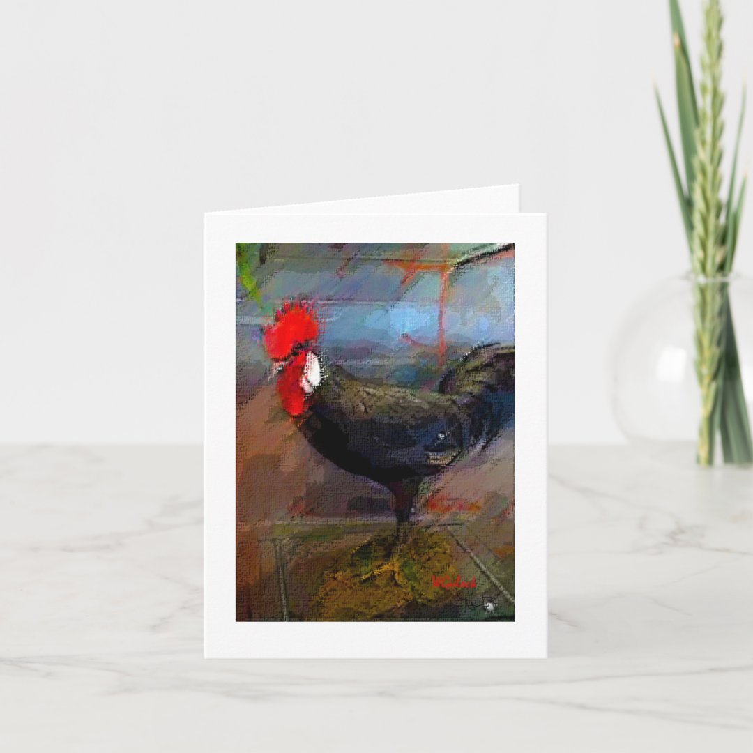 Rooster Chicken Art Print Note Card-Blank Card | Zazzle
