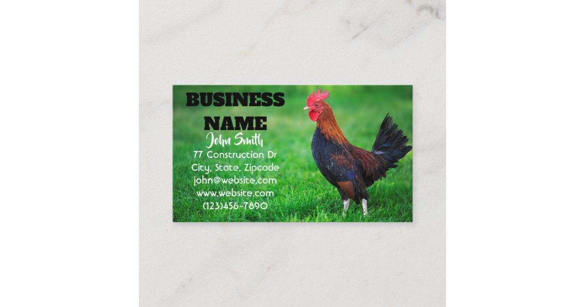 Rooster Chicken Farm Business Card | Zazzle