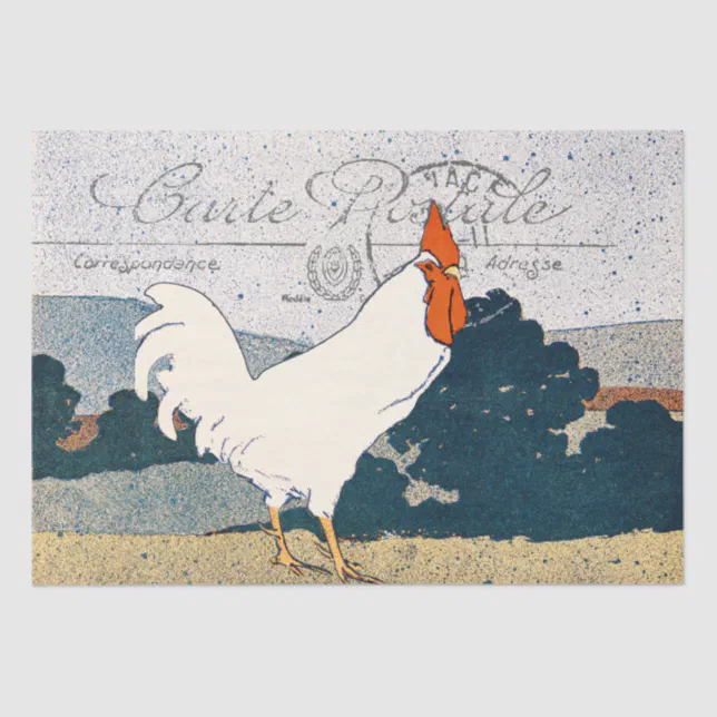 Rooster Chicken Farmhouse Carte Postale French Tissue Paper | Zazzle