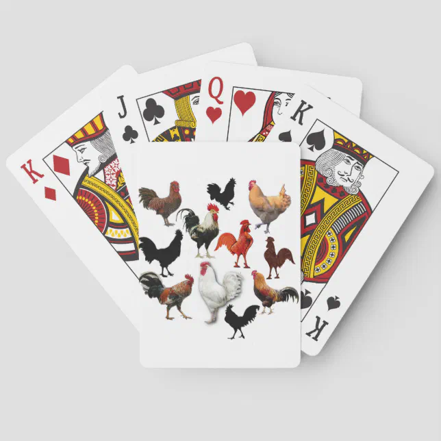 Rooster Collage Vintage Rustic Chickens Poker Cards | Zazzle