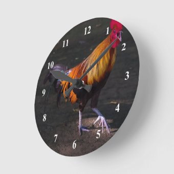 Rooster Crowing Wall Clock | Zazzle