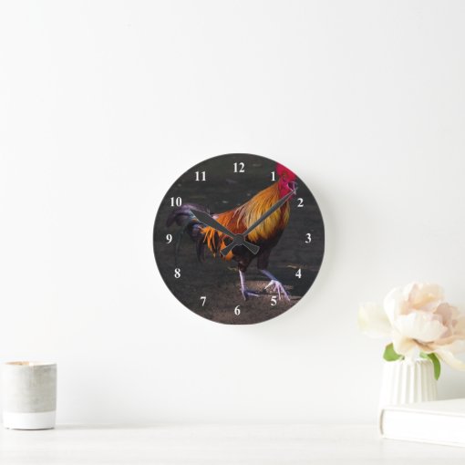 Rooster Crowing Wall Clock | Zazzle