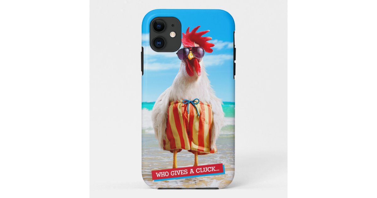 Rooster Dude Chillin' at Beach in Swim Trunks Case-Mate iPhone Case ...