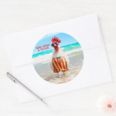 Rooster Dude Chillin' at Beach in Swim Trunks Classic Round Sticker ...