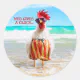 Rooster Dude Chillin' at Beach in Swim Trunks Classic Round Sticker ...
