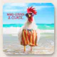 Rooster Dude Chillin' at Beach in Swim Trunks Drink Coaster | Zazzle