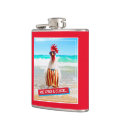 Rooster Dude Chillin' at Beach in Swim Trunks Hip Flask | Zazzle