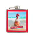 Rooster Dude Chillin' at Beach in Swim Trunks Hip Flask | Zazzle