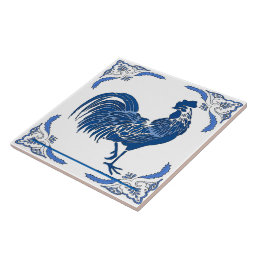 Rooster, Dutch Delft Look Ceramic Tile | Zazzle
