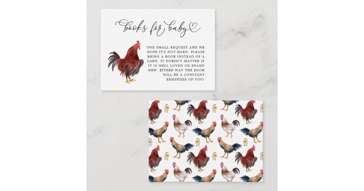 Rooster Farm Theme Book Request Enclosure Card | Zazzle