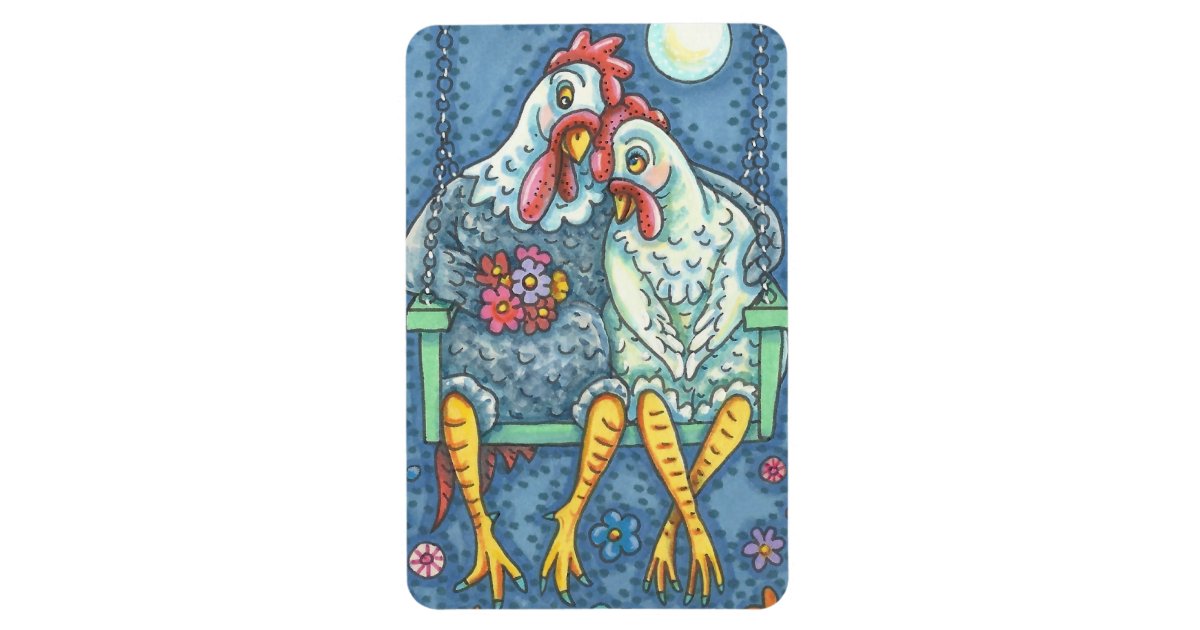 ROOSTER & HEN LOVERS, CHICKEN MAGNET Large | Zazzle
