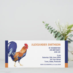 Rooster Long Party Invitation | Zazzle