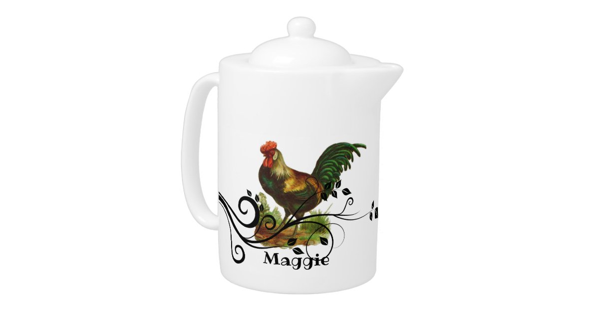Rooster Personalized Tea Pot Teapot | Zazzle