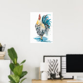 Rooster Splash - Watercolor Portrait Poster | Zazzle