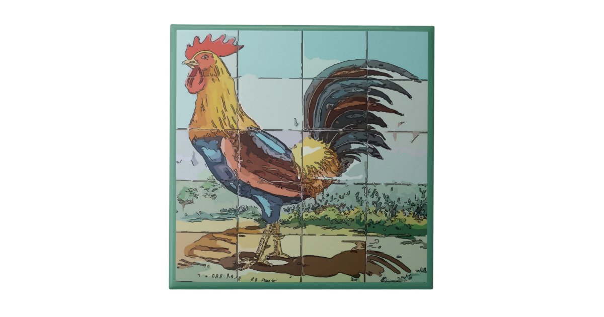 Rooster Tile Mural | Zazzle