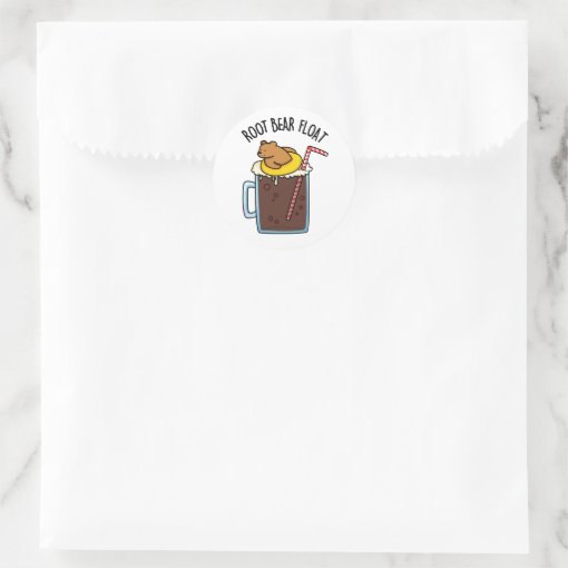 Root Bear Float Funny Root Beer Pun Classic Round Sticker | Zazzle