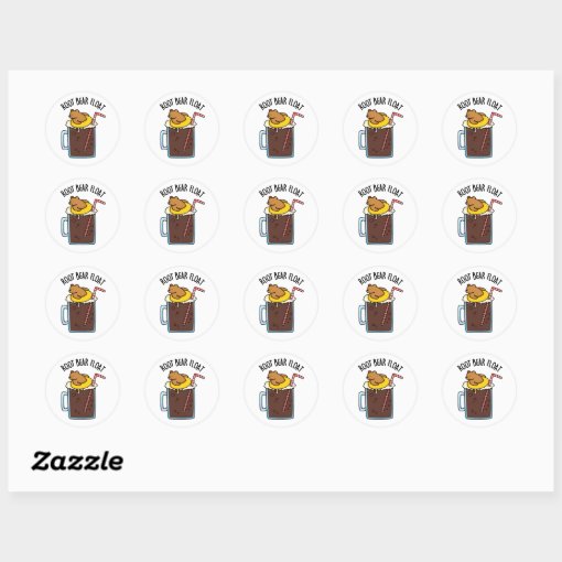 Root Bear Float Funny Root Beer Pun Classic Round Sticker | Zazzle