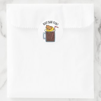 Root Bear Float Funny Root Beer Pun Classic Round Sticker | Zazzle