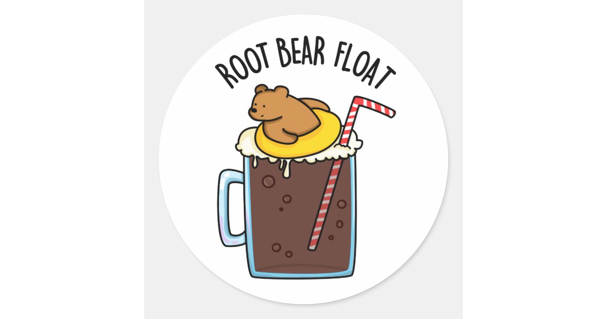 Root Bear Float Funny Root Beer Pun Classic Round Sticker | Zazzle