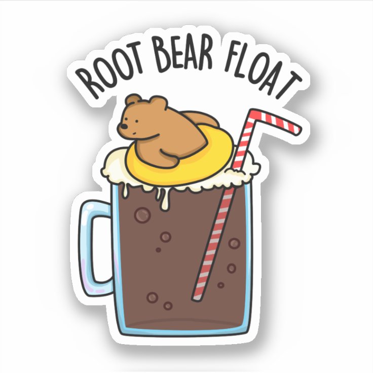 Root Bear Float Funny Root Beer Pun Sticker | Zazzle