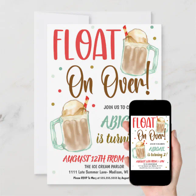 Root Beer Float Kids Birthday Party Invitation | Zazzle