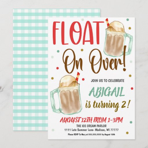 Root Beer Float Kids Birthday Party Invitation | Zazzle