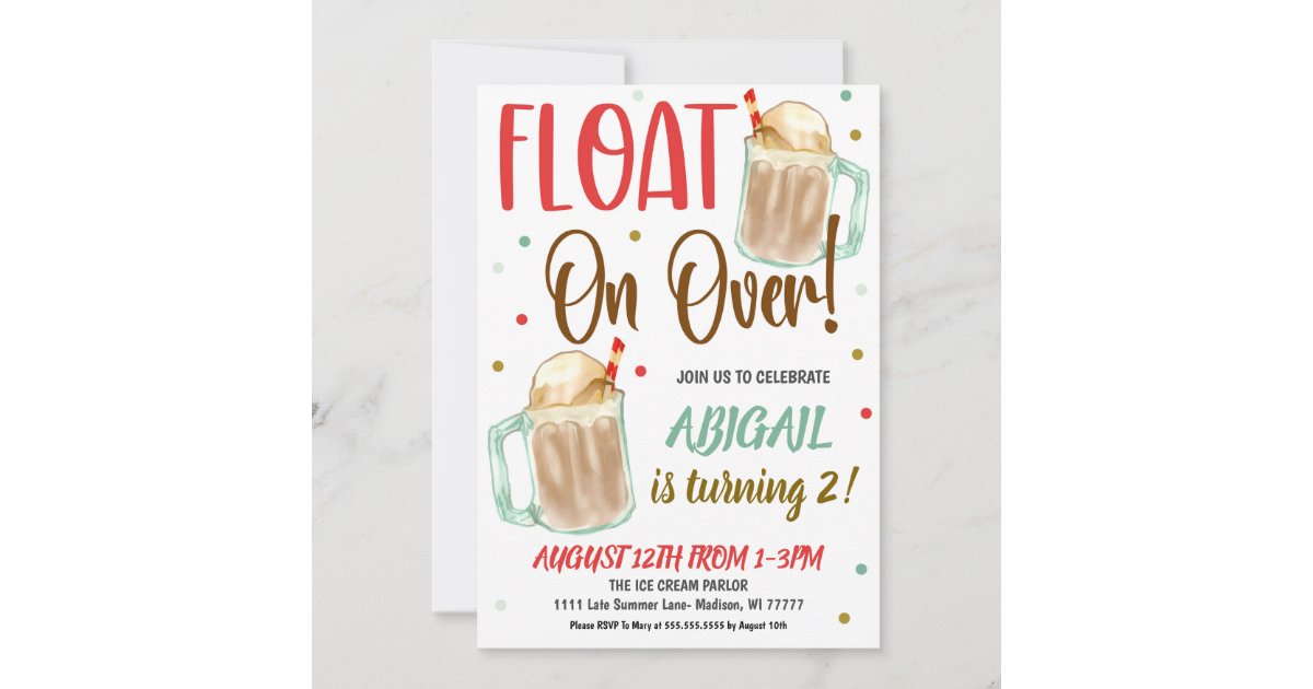 Root Beer Float Kids Birthday Party Invitation | Zazzle