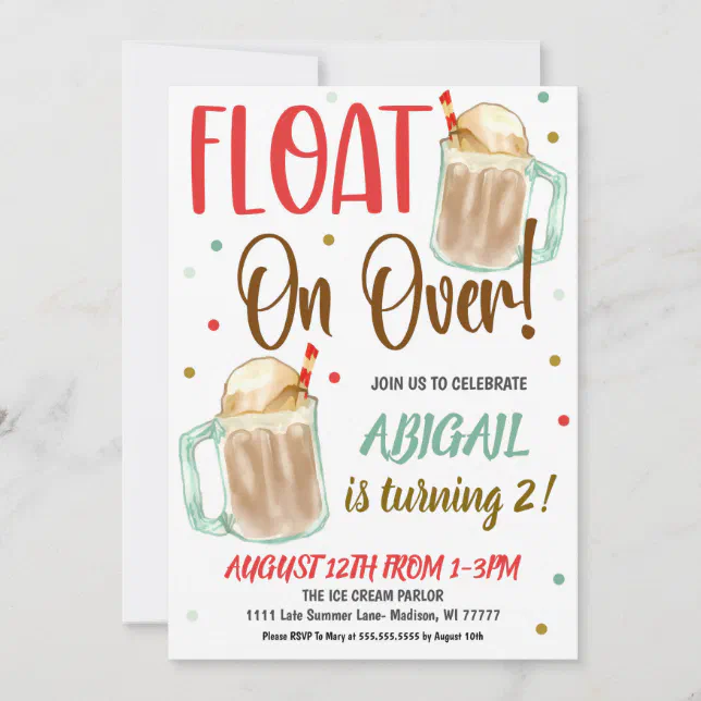 Root Beer Float Kids Birthday Party Invitation | Zazzle