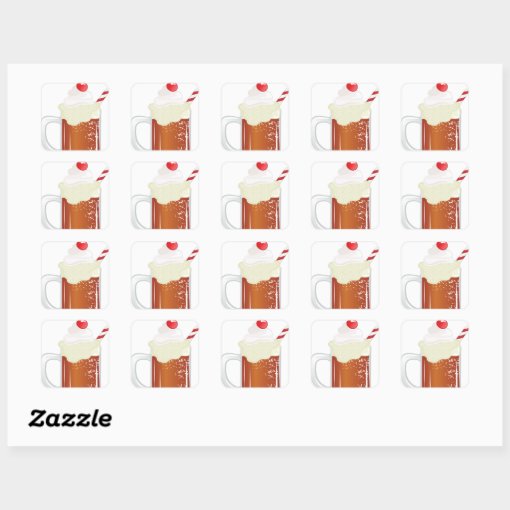 Root Beer Float Square Sticker | Zazzle