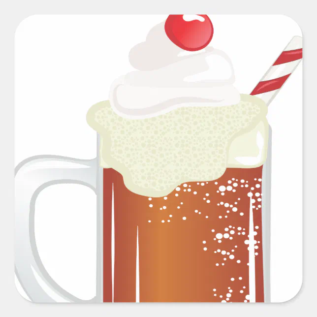 Root Beer Float Square Sticker | Zazzle