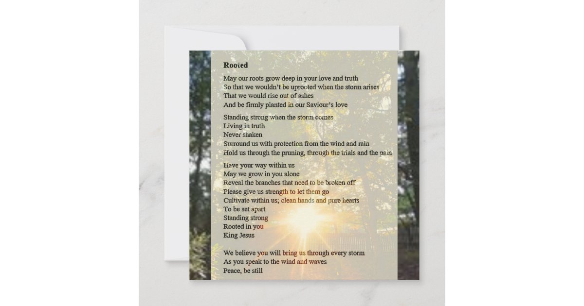 Rooted - Prayer Poem Card | Zazzle