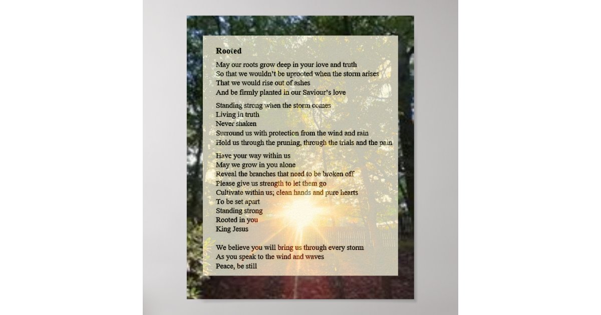 Rooted - Prayer Poem Poster | Zazzle